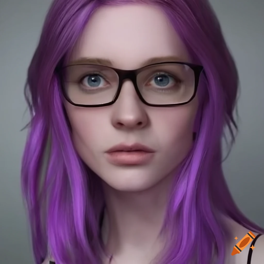 Emma smith with glasses and purple hair