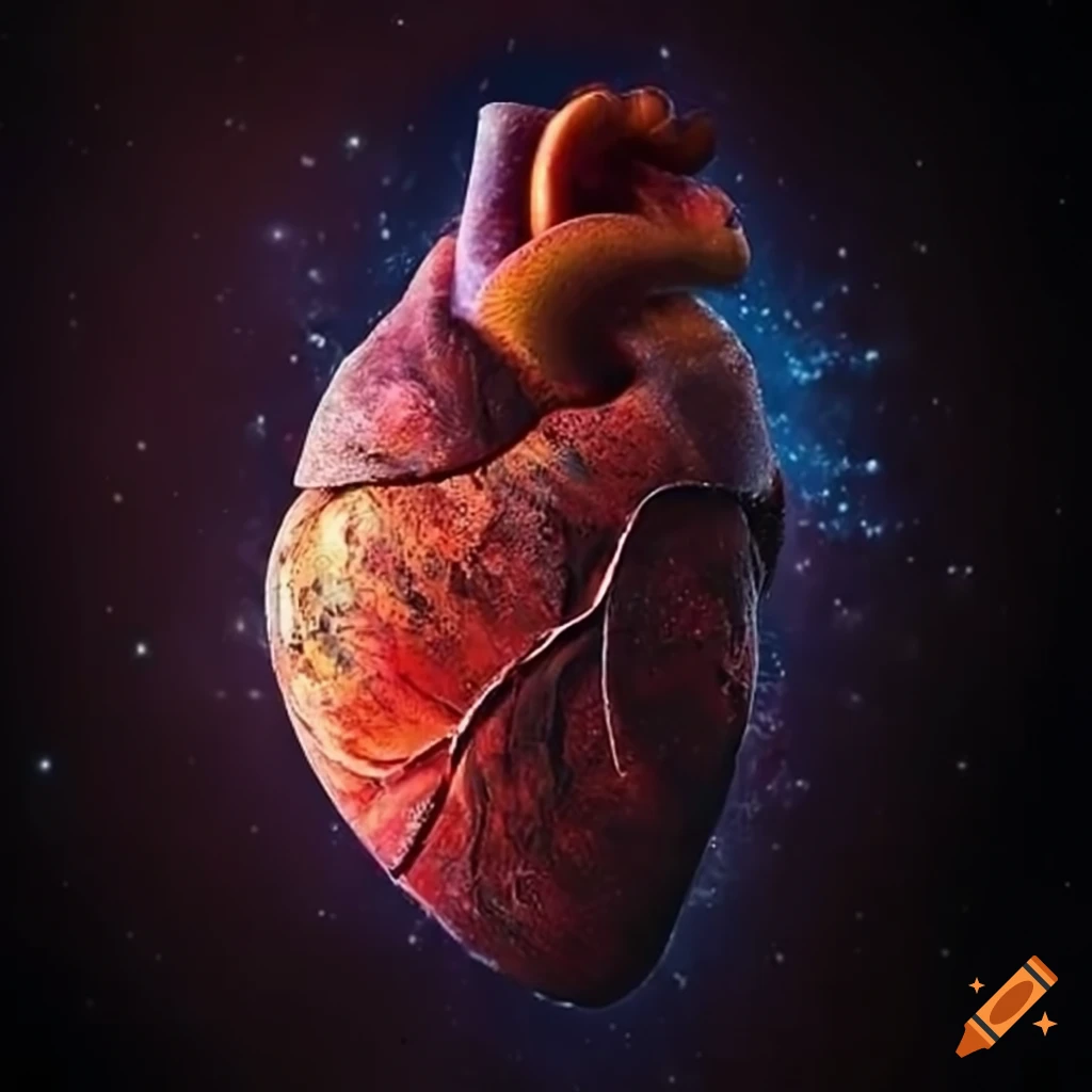 Realistic heart in outer space
