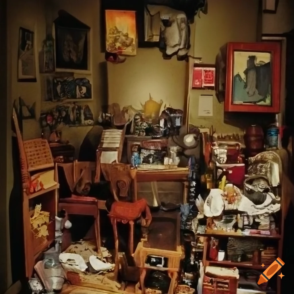 A picture full of unidentifiable clutter. everything (objects, creatures) is oddly and eerily ...