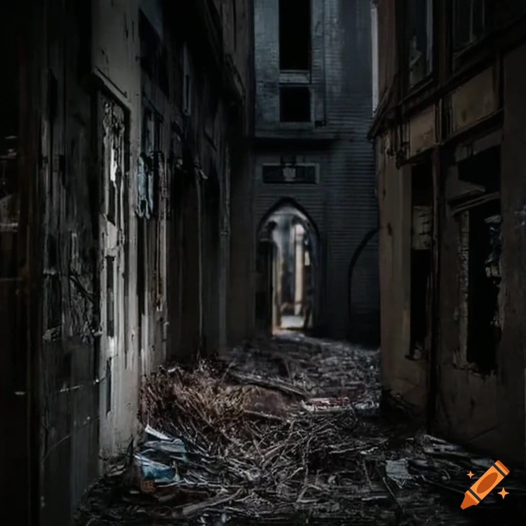Ominous abandoned cityscape during a post-apocalyptic event