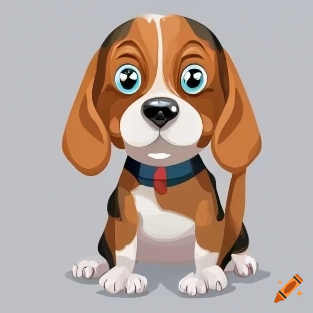 Playful beagle puppy cartoon on white background on Craiyon