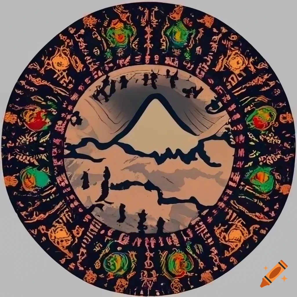 A circular logo with the silhouette of an Andean mountain in the center ...