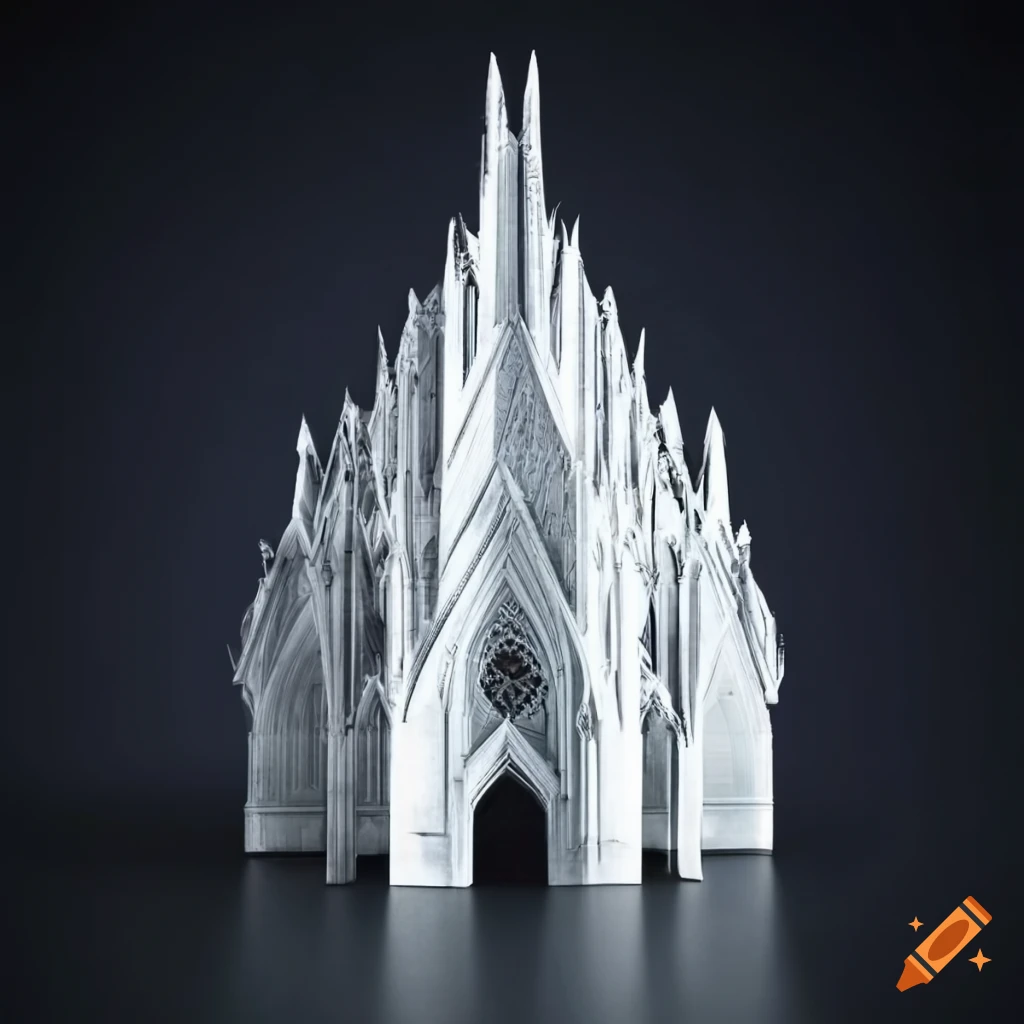 White gothic cathedral in origami style on Craiyon