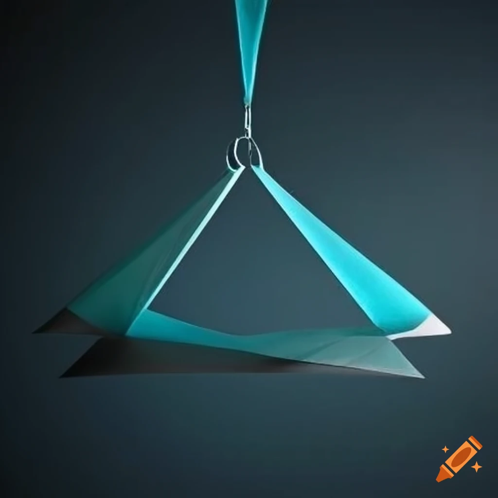 Abstract arch supporting hanging triangles on Craiyon