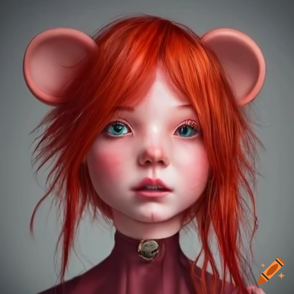 A mouse girl human with red hair on Craiyon
