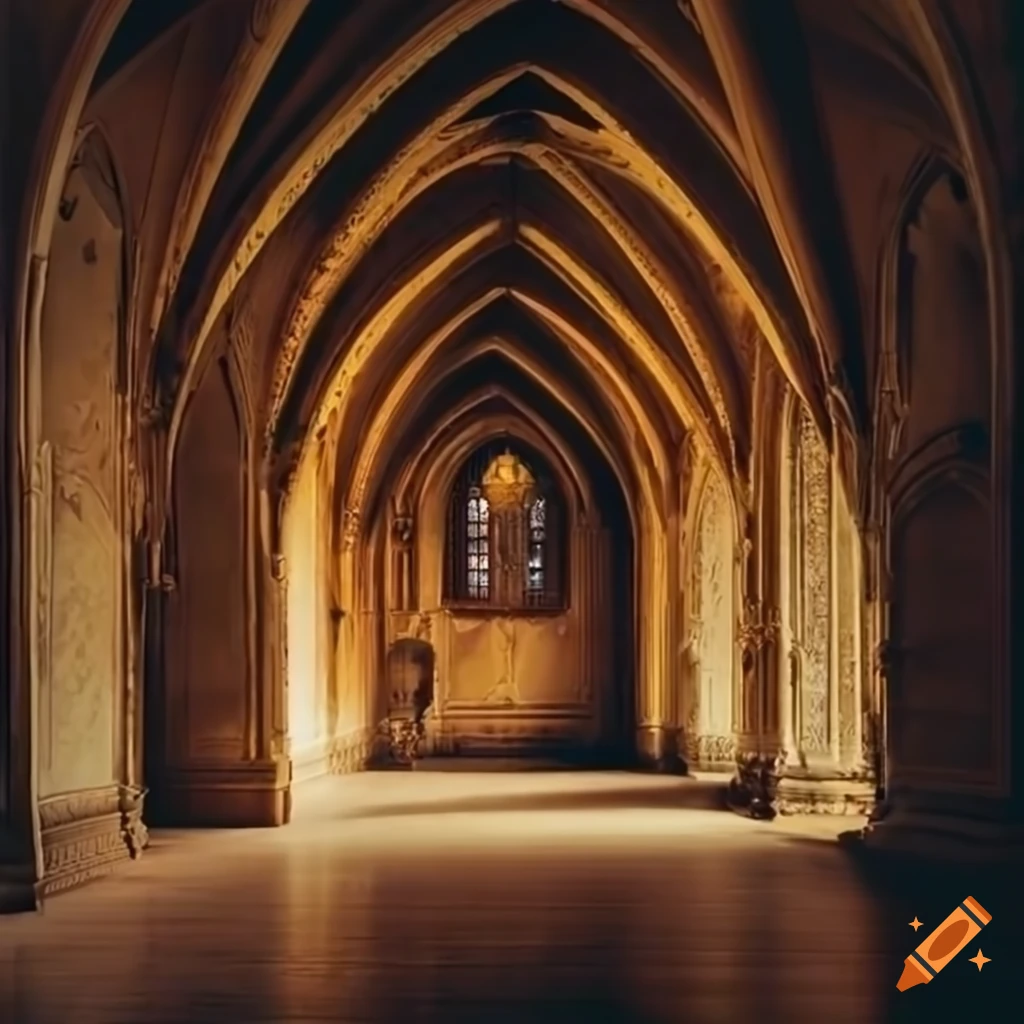 Castle interior cool morning high resolution on Craiyon