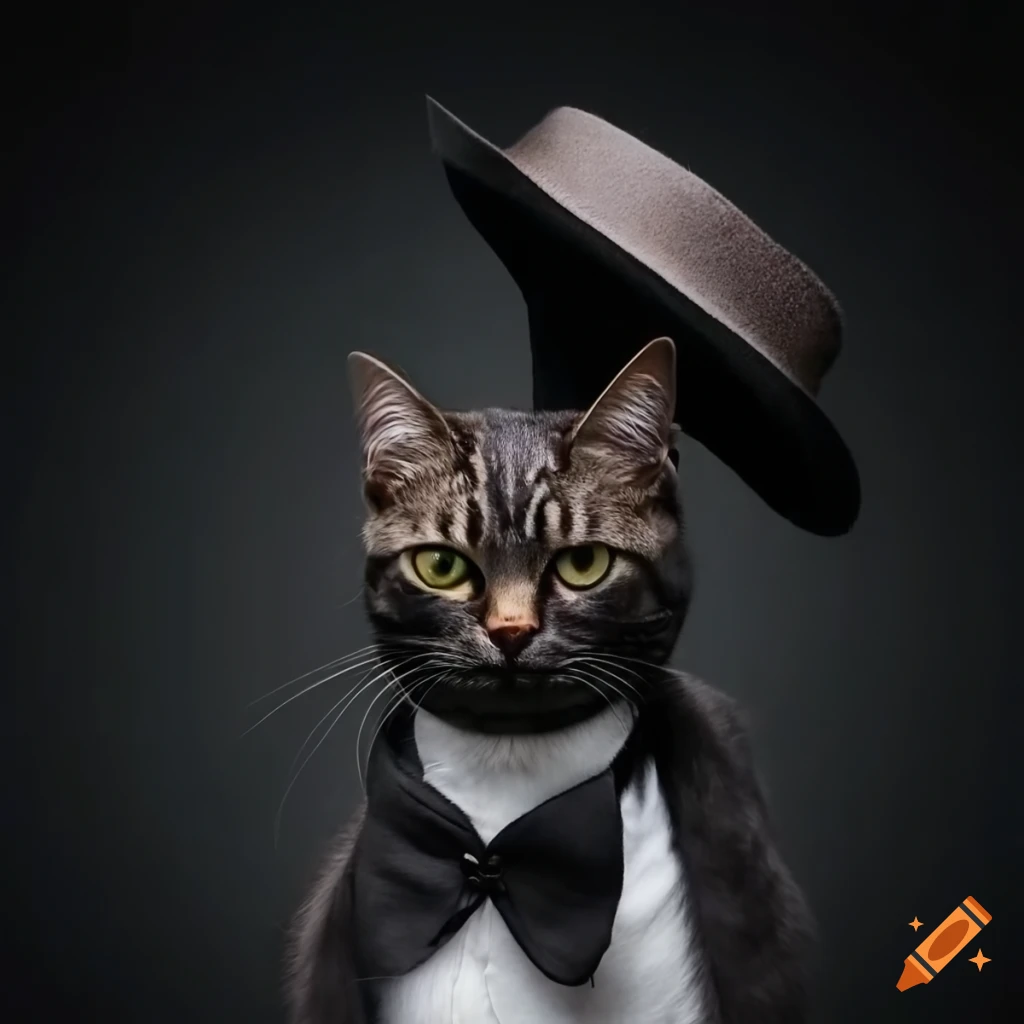 A dapper cat donning a fedora and exploring the city on Craiyon