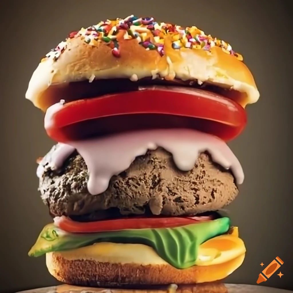 Burger made of ice-cream on Craiyon