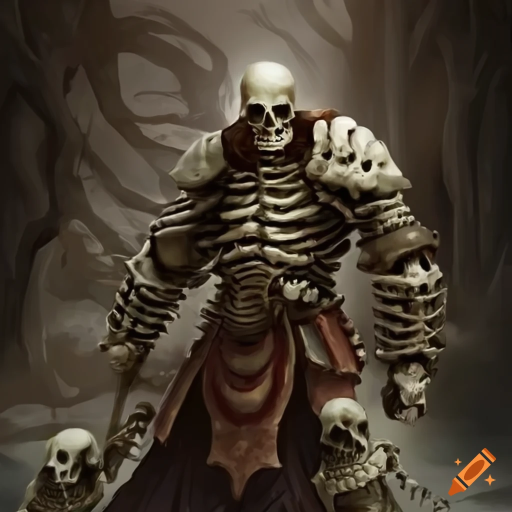 Fantasy skeletal skeleton bones skull warrior soldier guard on Craiyon