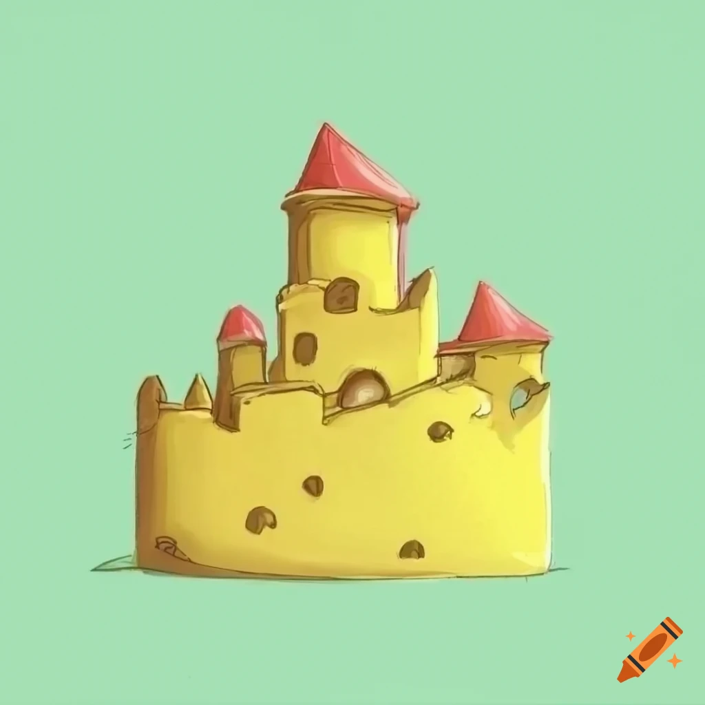 Castle made of roquefort cheese, cartoon style on Craiyon