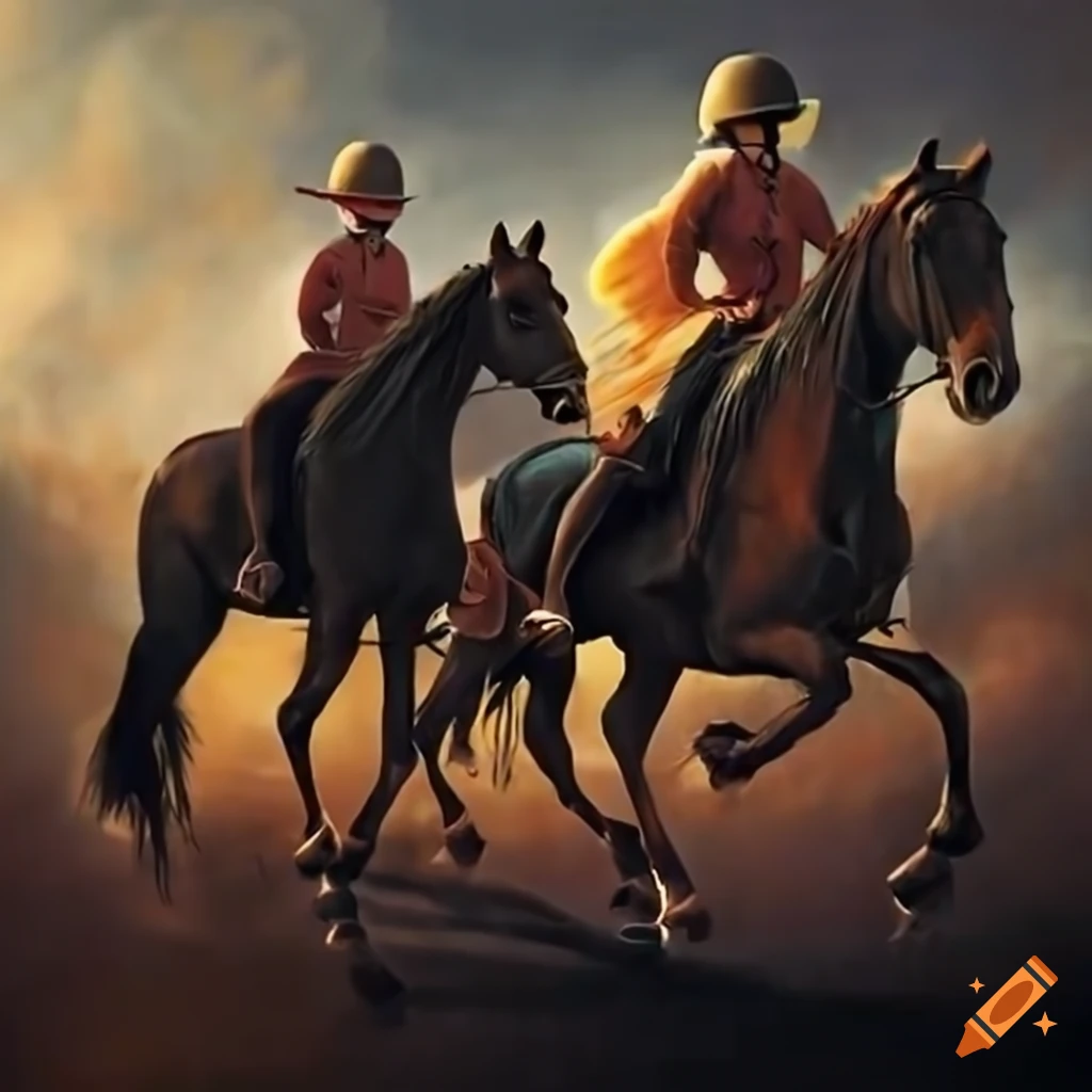 Two horse riders on Craiyon