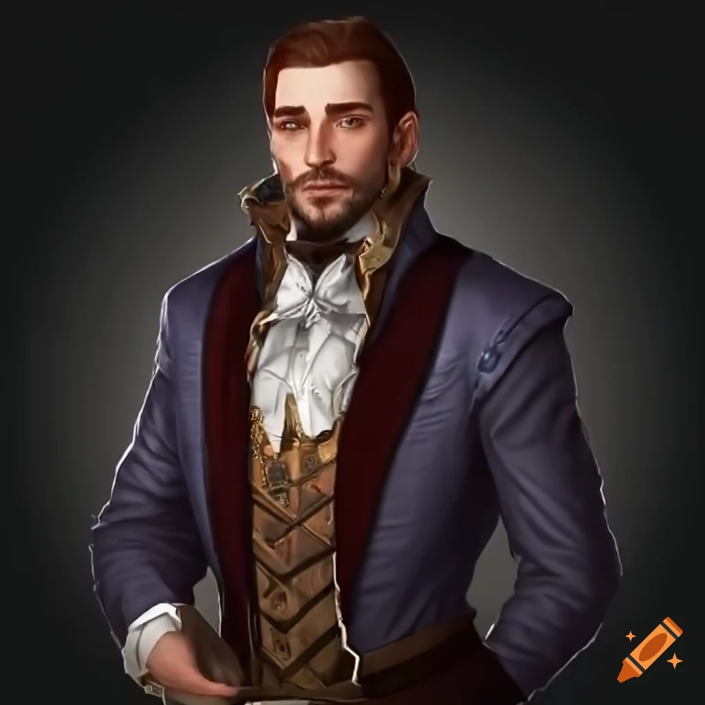 Handsome dnd male artificer, wearing Victorian top-hat, holding a map, portrait, 4k, high ...