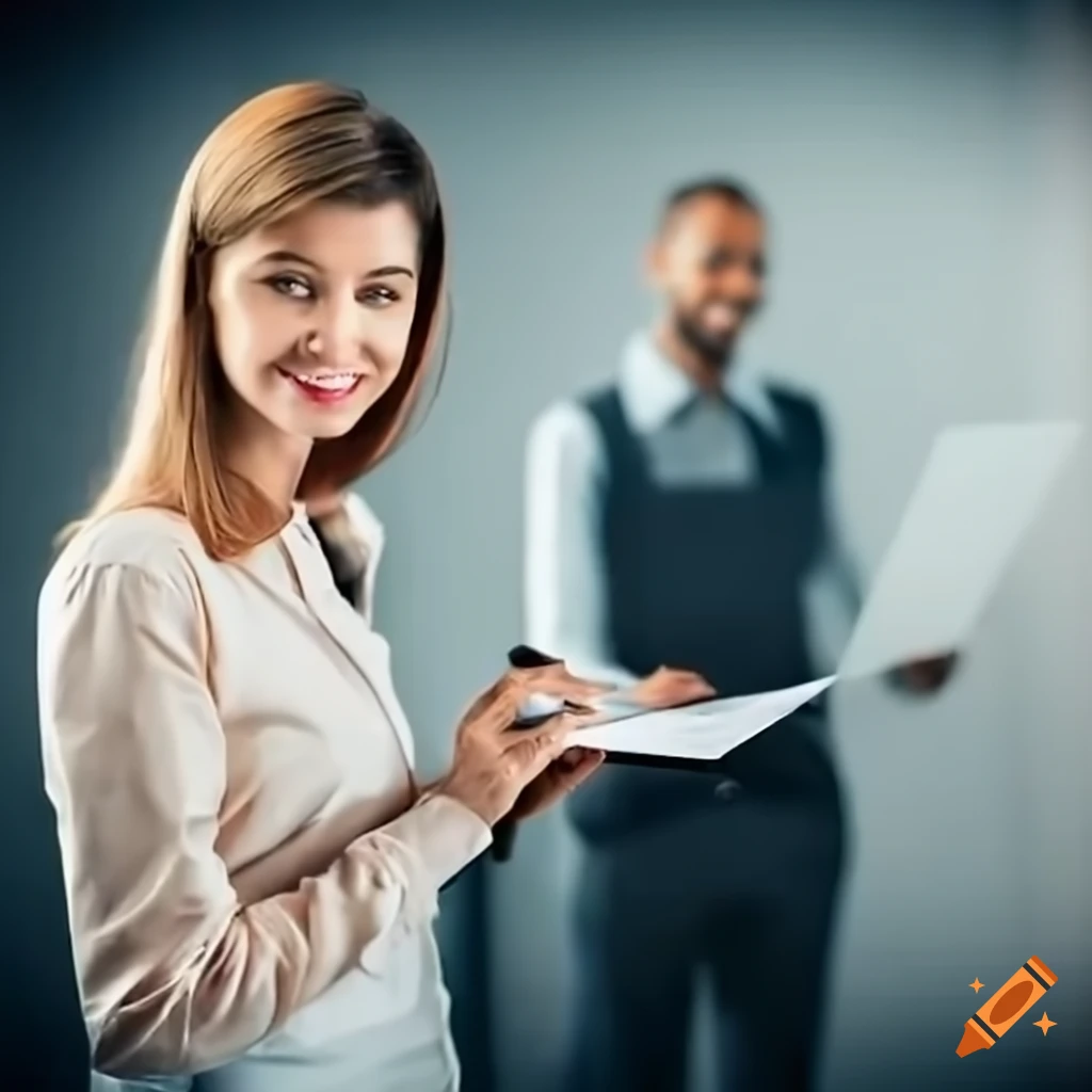 Supervisor training employee in office