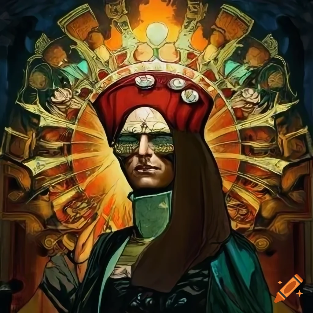 Art deco, solarpunk superhero pirate doctor with a cape on the front of ...