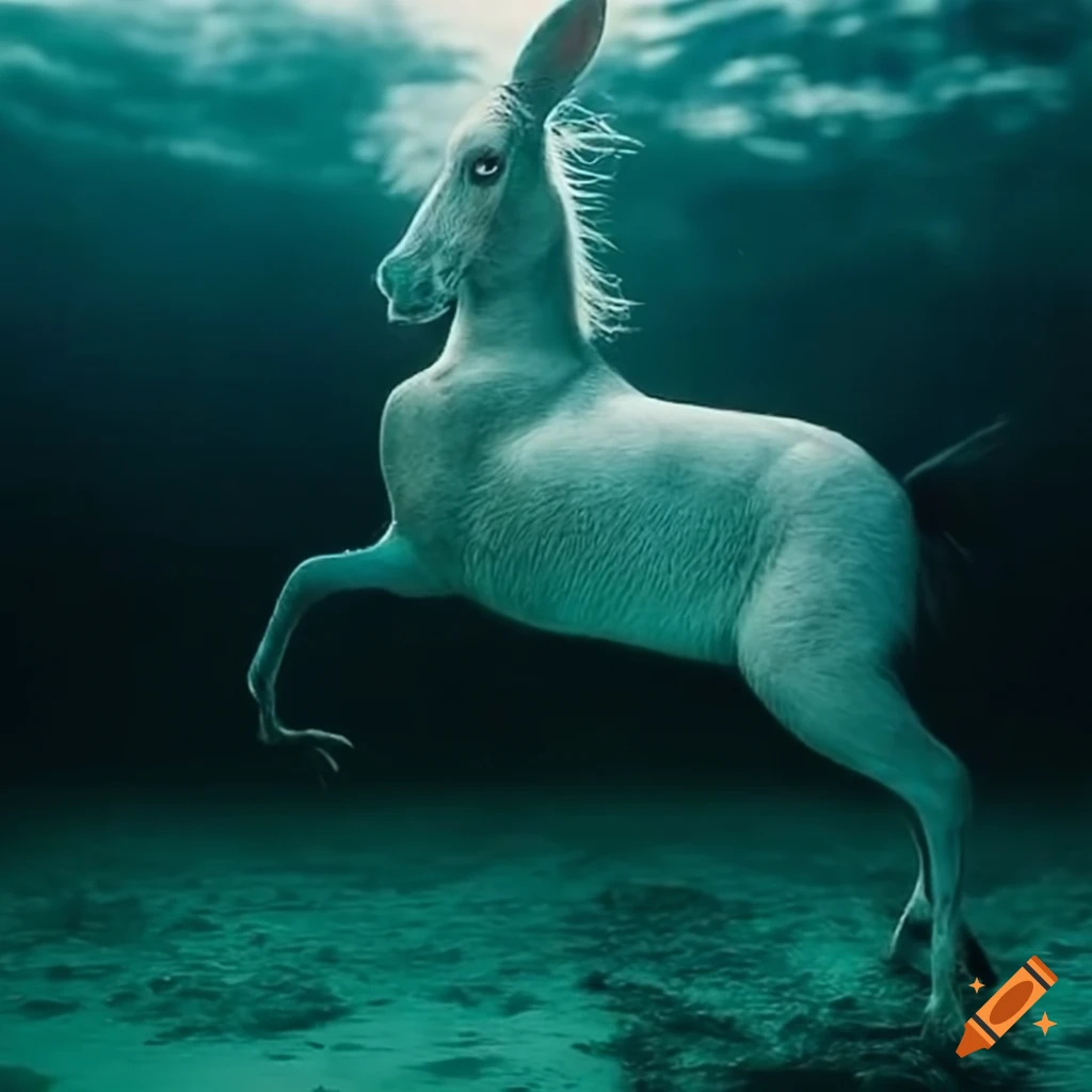 A rabbit on a horse in the sea on Craiyon