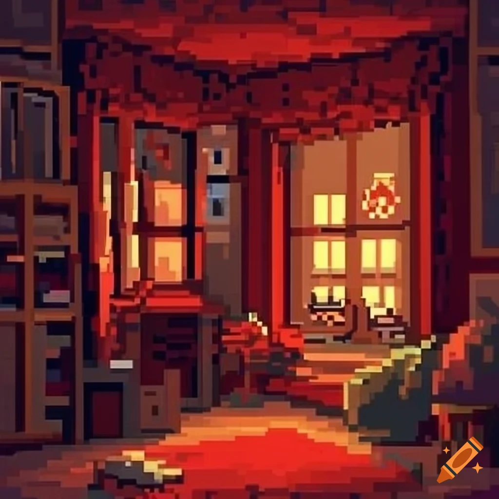 Red cozy house pixelart