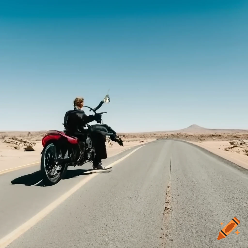 Rear view of motorcycle leaning at an extremely low angle into left ...