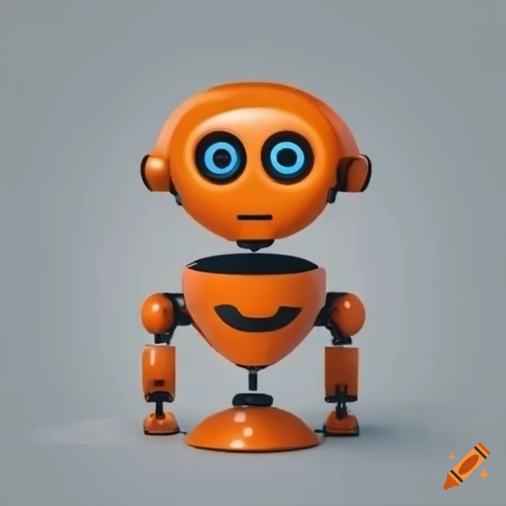 Friendly orange robot in a software company on Craiyon