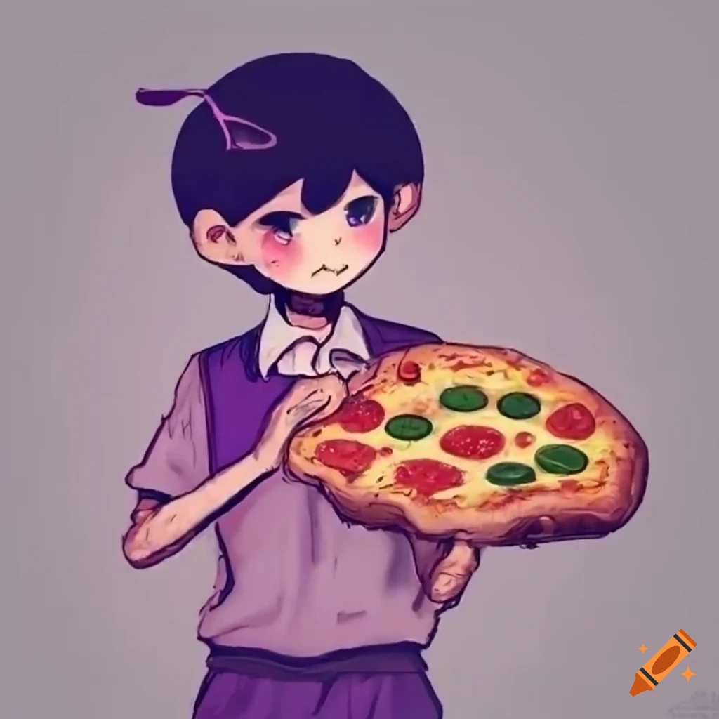 Omori made pizza in whitespace! yum! comic on Craiyon