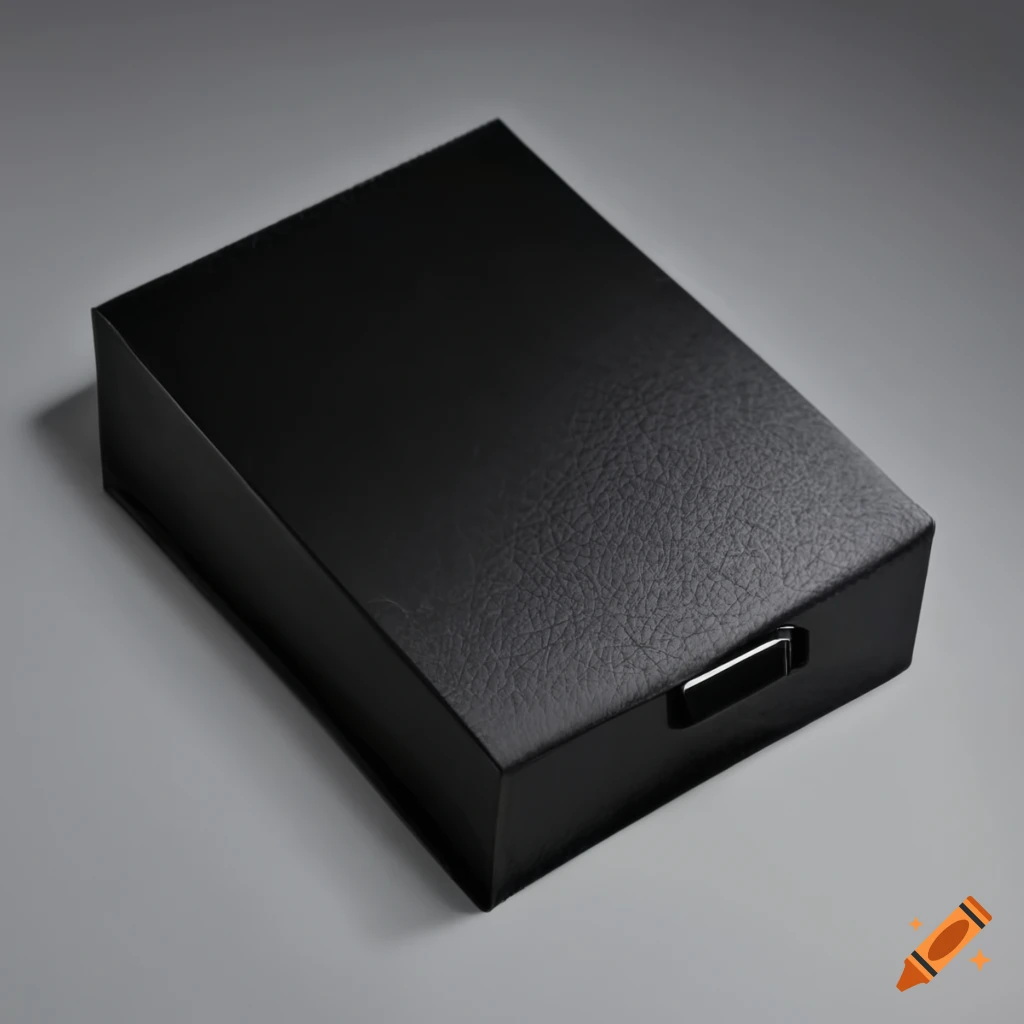 Square pull out presentation box, open, black