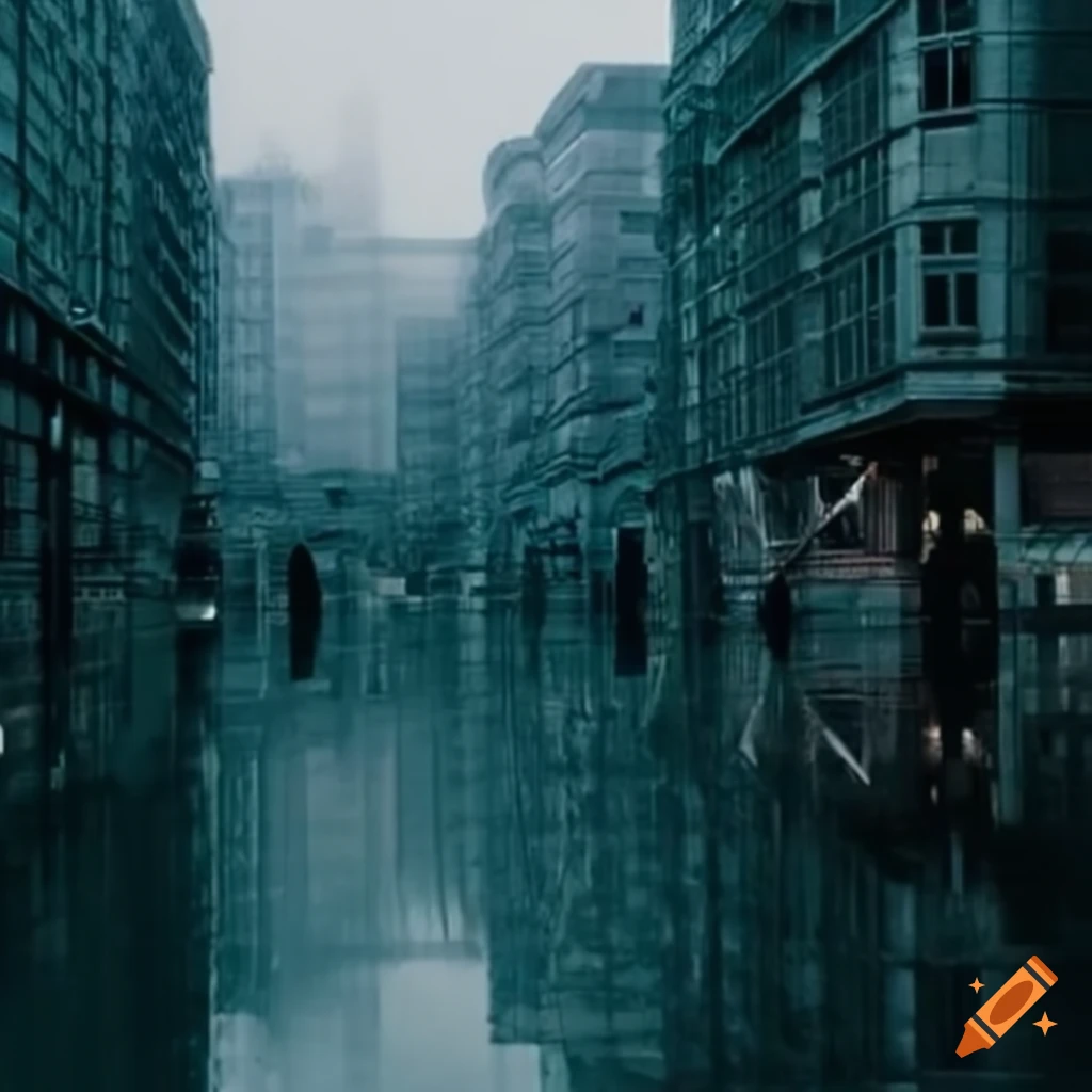 Dystopian city inspired by the novel and film 1984 on Craiyon