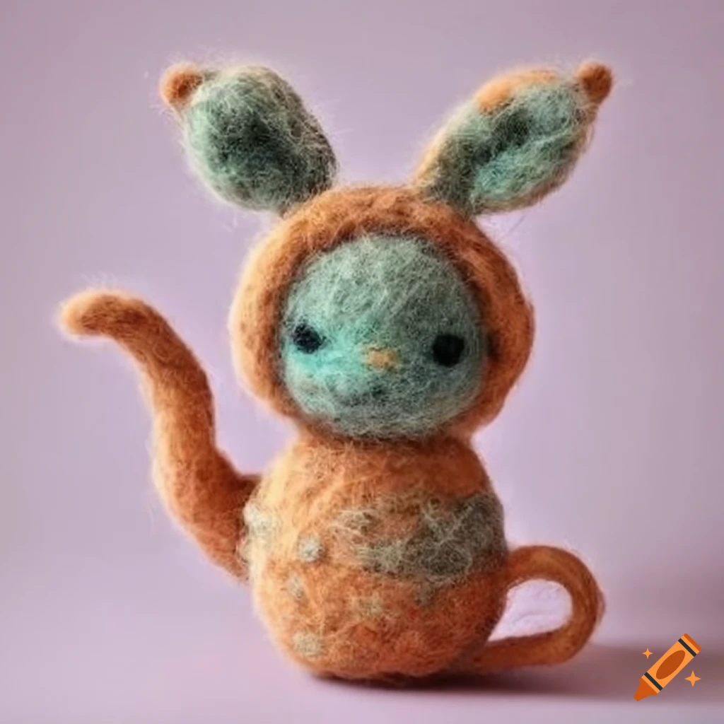 Felted wool creatures having tea