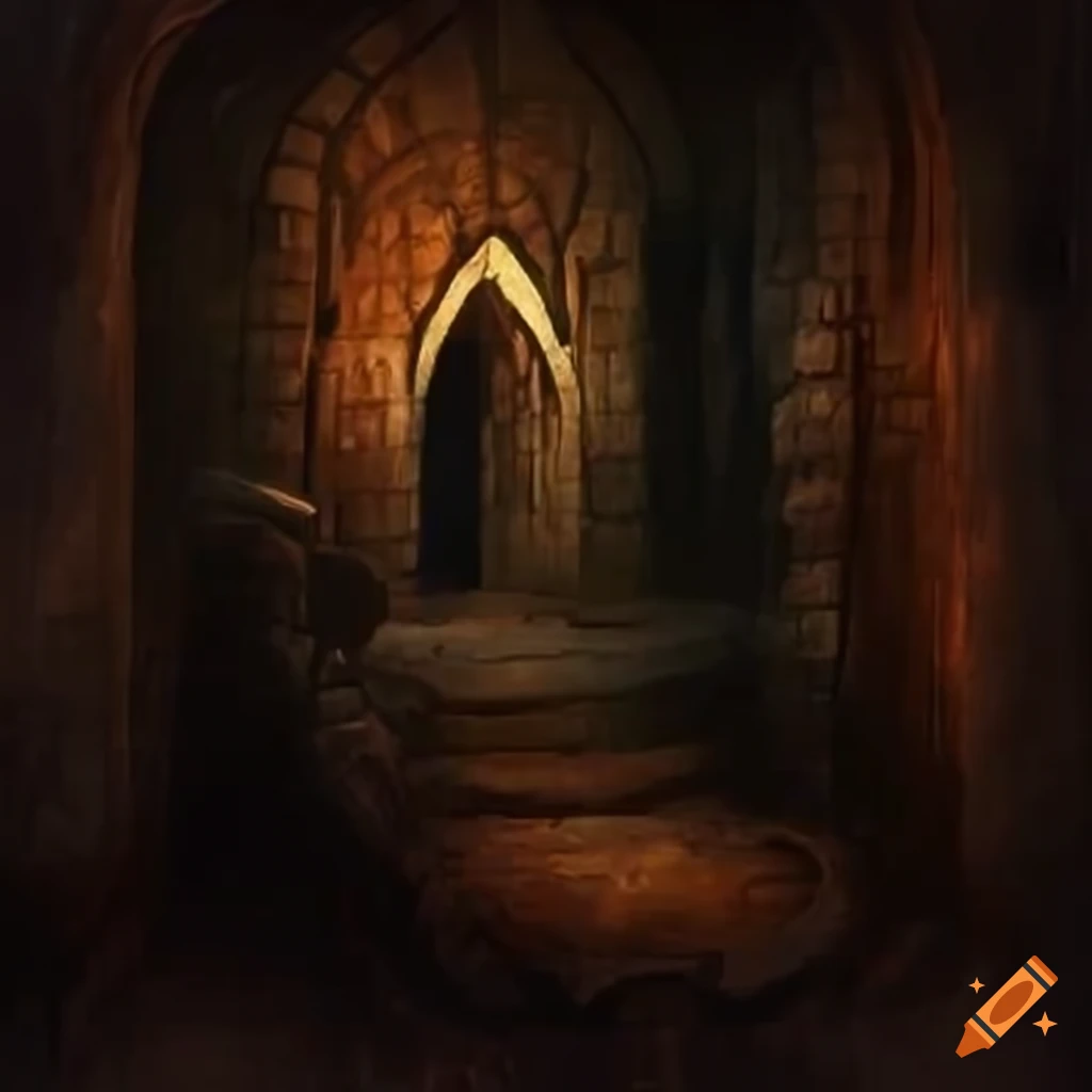 The entrance to a dungeon on Craiyon