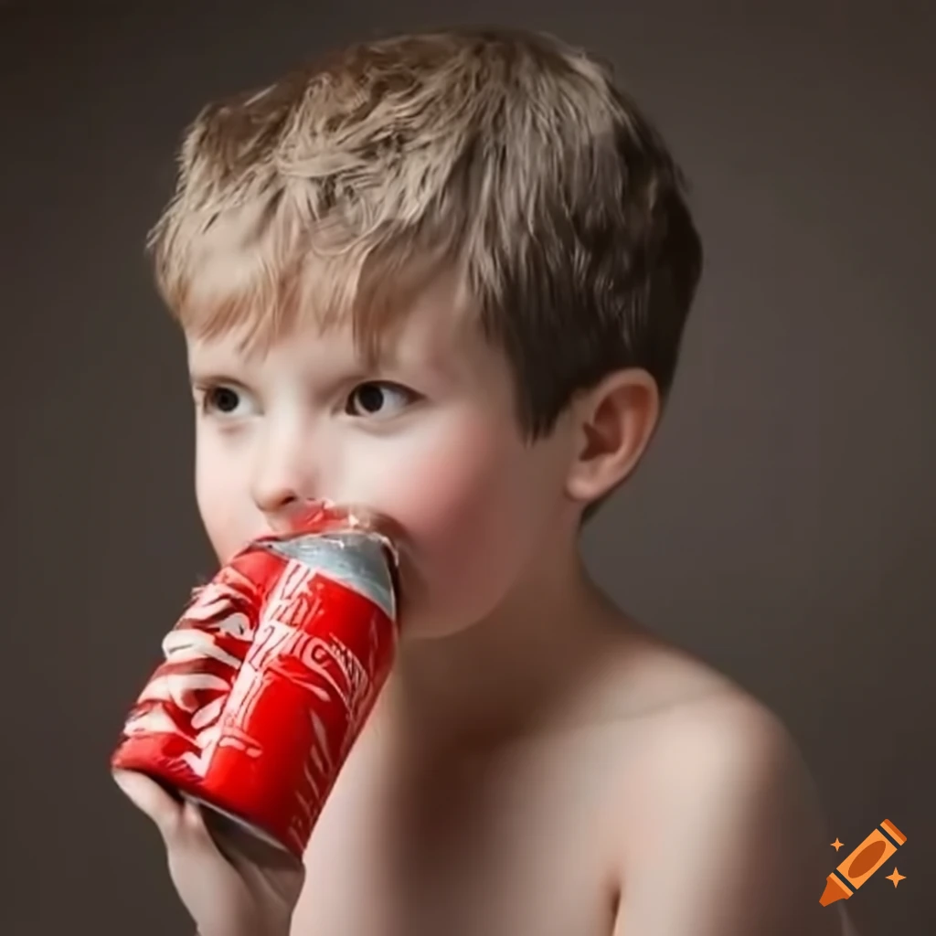 A boy eating coca cola on Craiyon