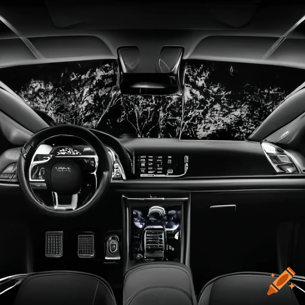 Sleek and stylish black car interior on Craiyon