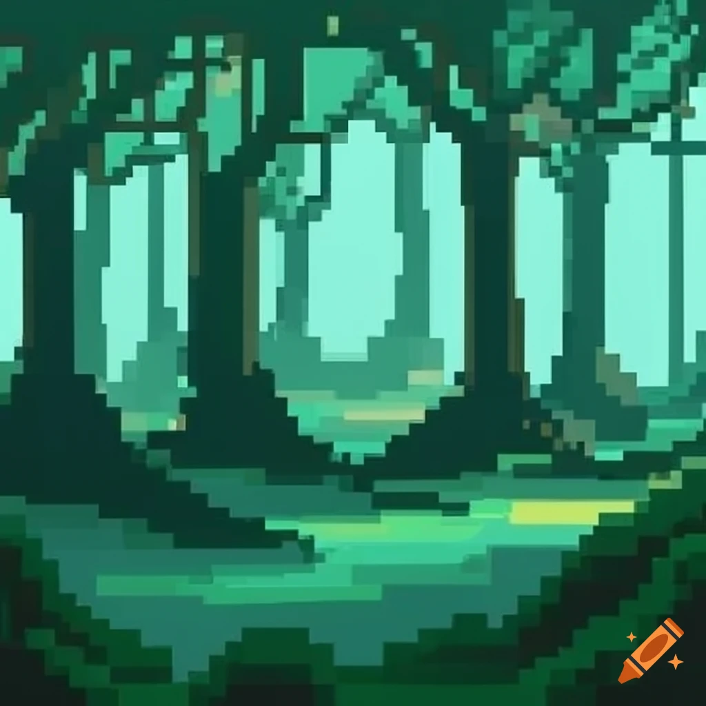 Pixel art forest on Craiyon