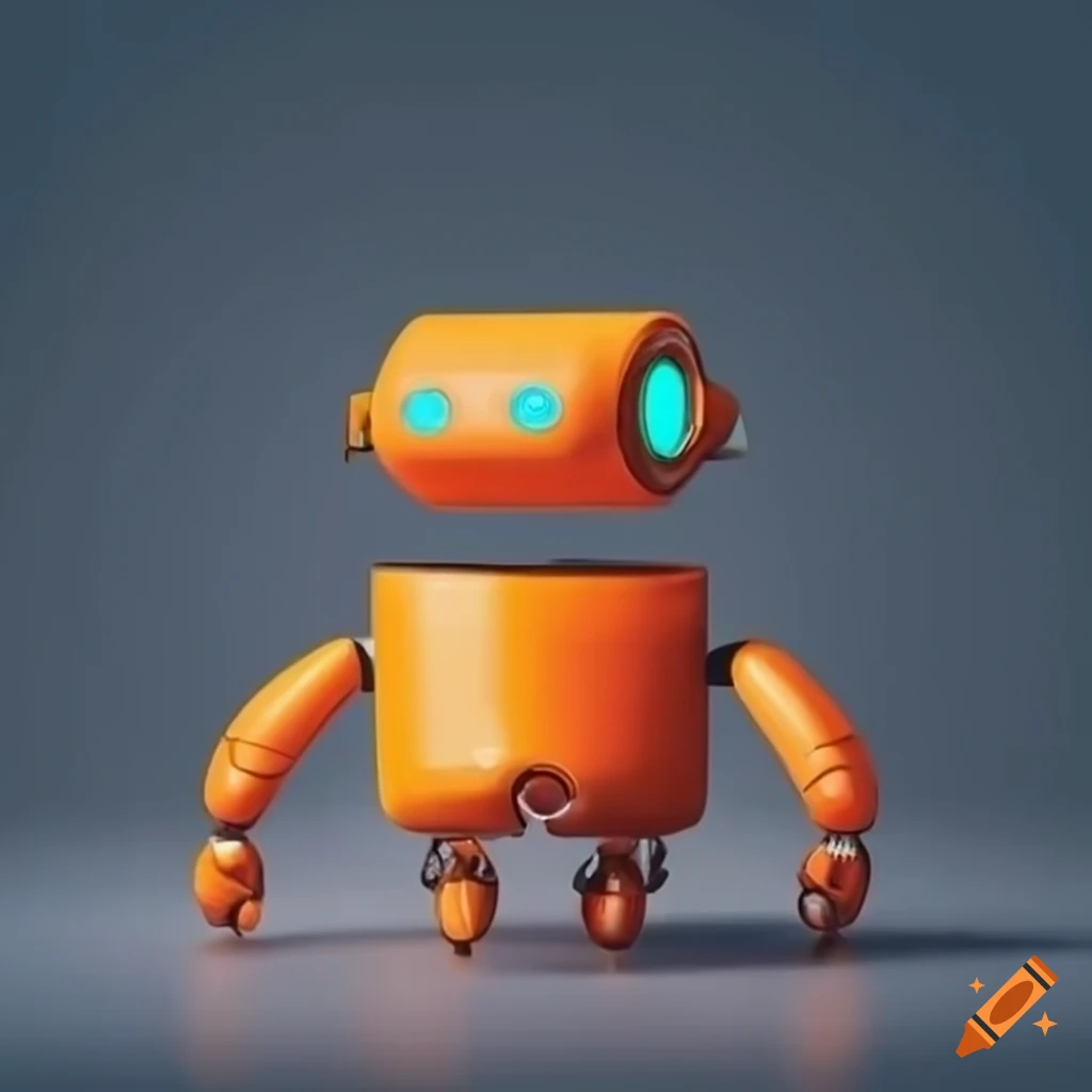 Cute orange robot that symbolizes the implementation of ai technology ...
