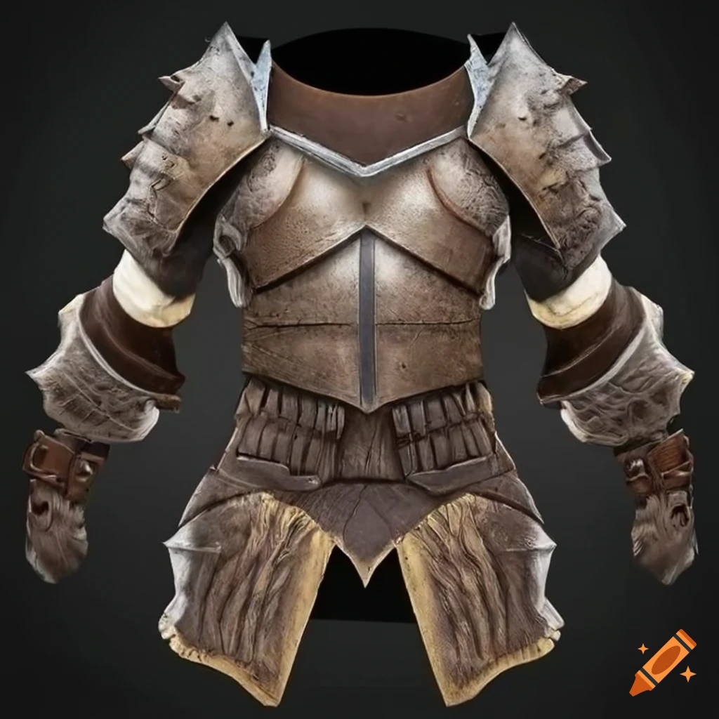 Barbarian armour made of animal hide and fur on Craiyon