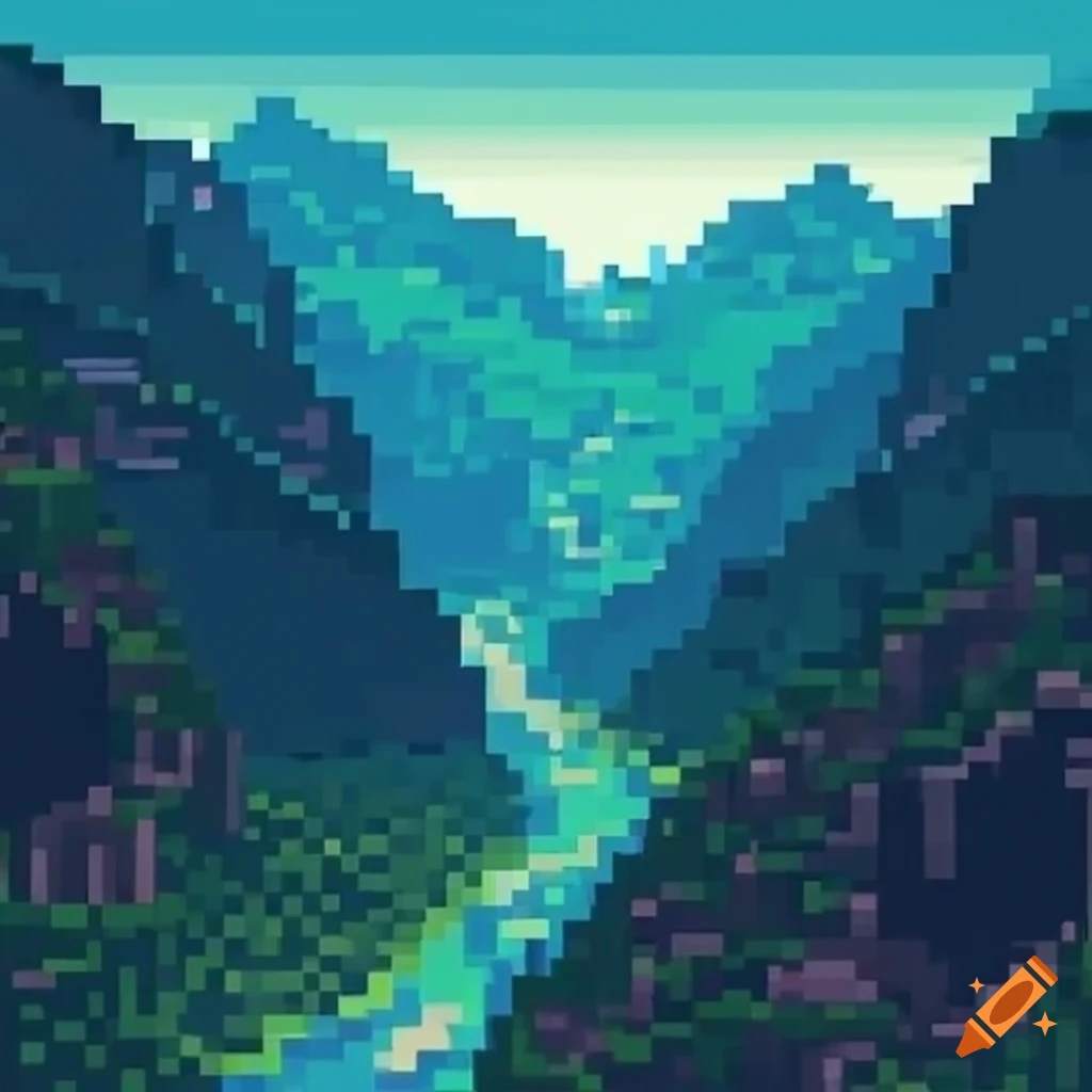 Pixelated mountain path