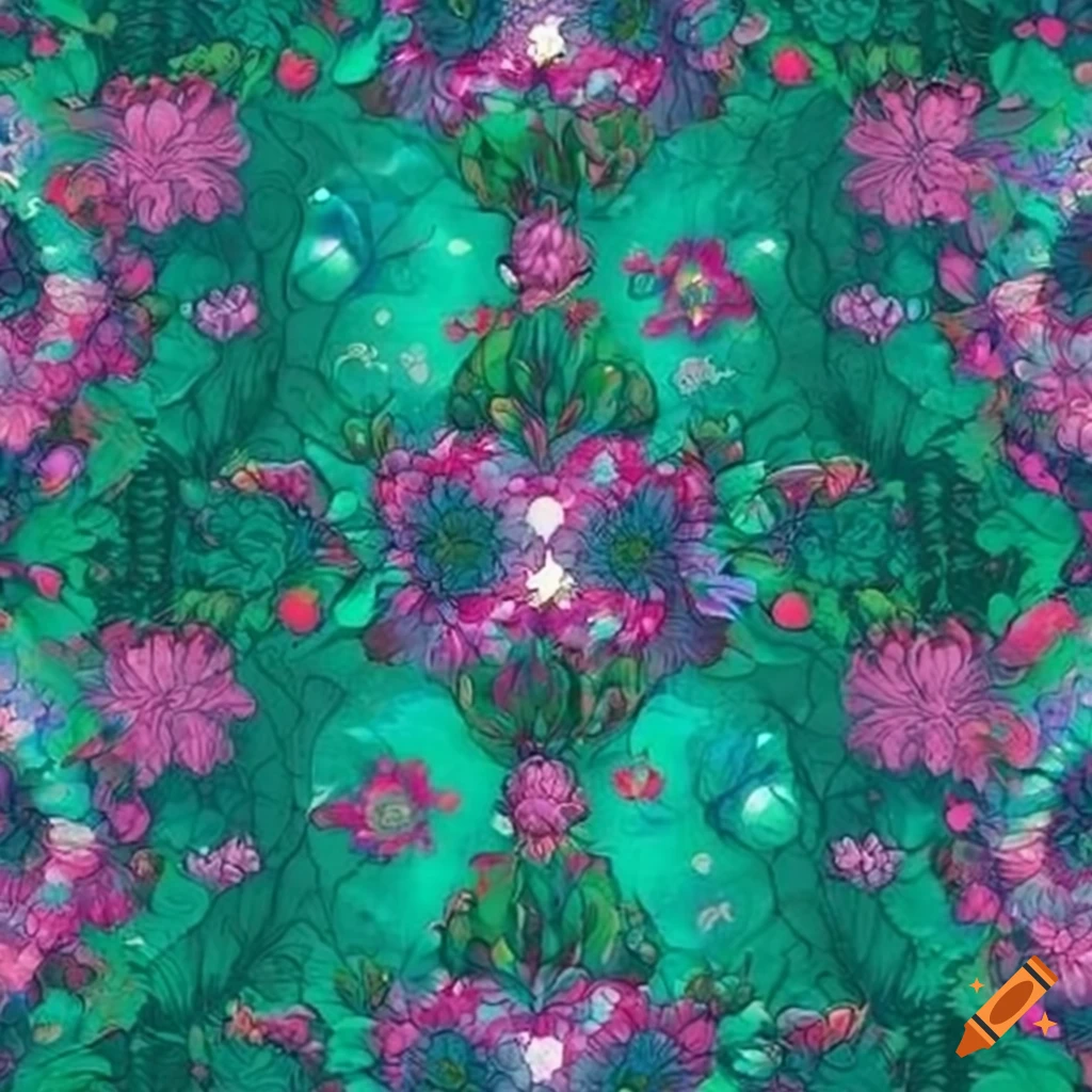 A vibrant floral pattern with seamless tiling on Craiyon