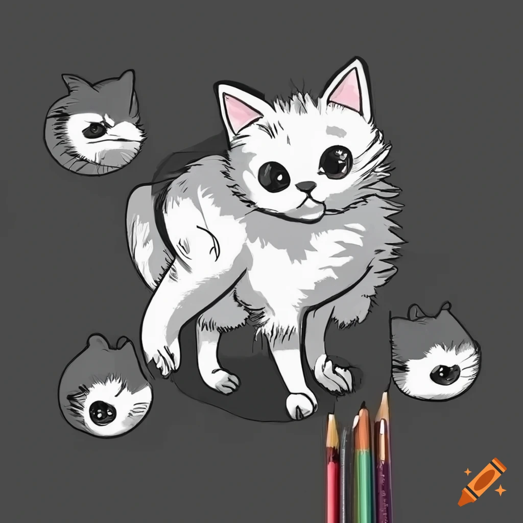 Cat drawn with premium pencils in high definition