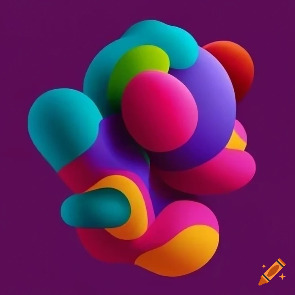 Abstract graphic design featuring vibrant blob shapes