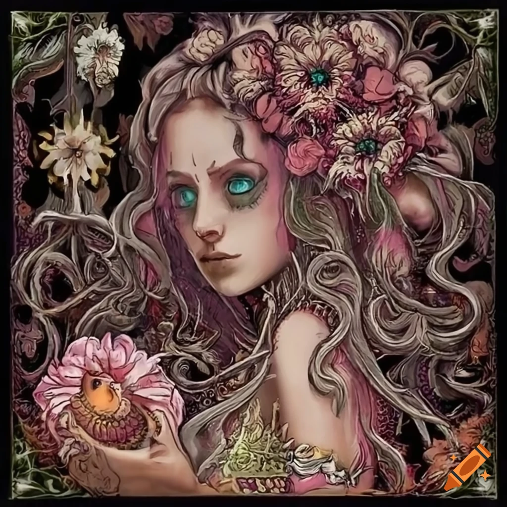 Cthulhu mythos vultum goddess of flowers chimera beautiful on Craiyon