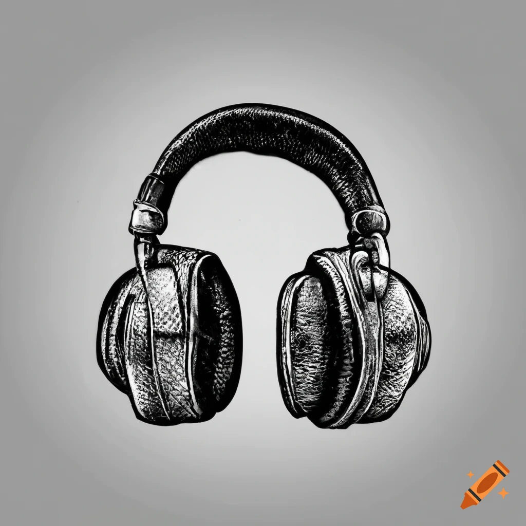 A python snake head closeup with old leather headphones on on Craiyon