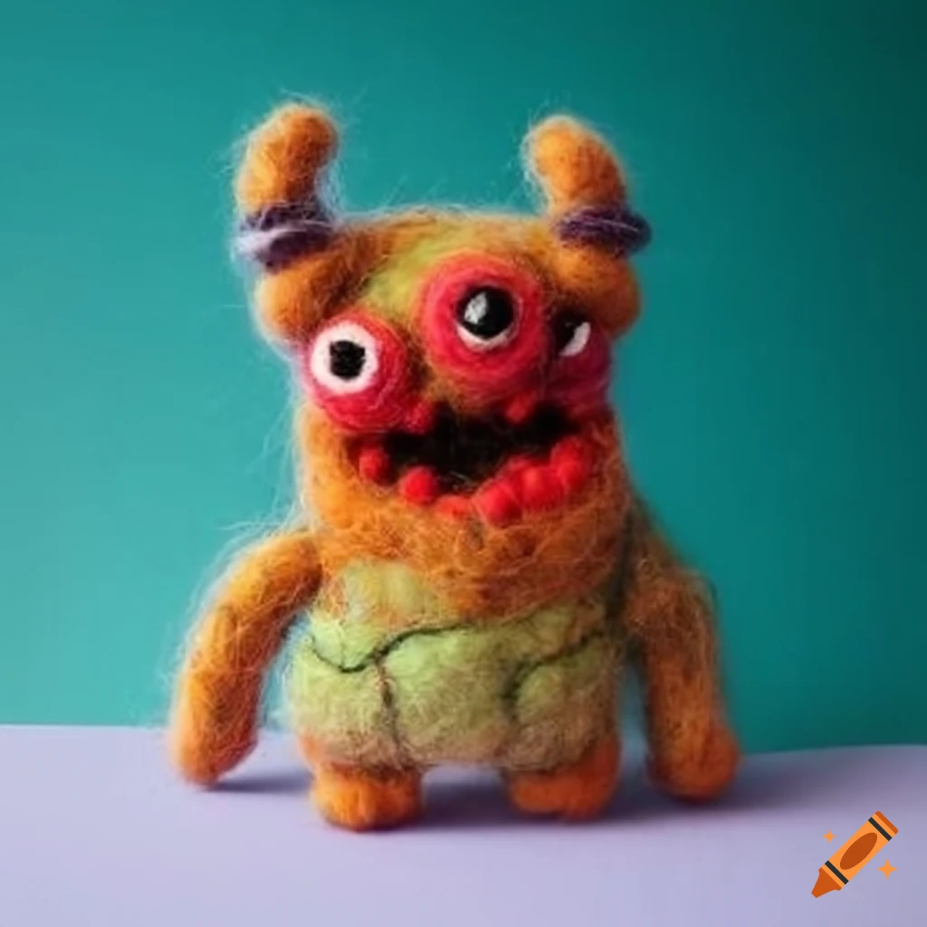 Felted wool cute japanese monsters on Craiyon
