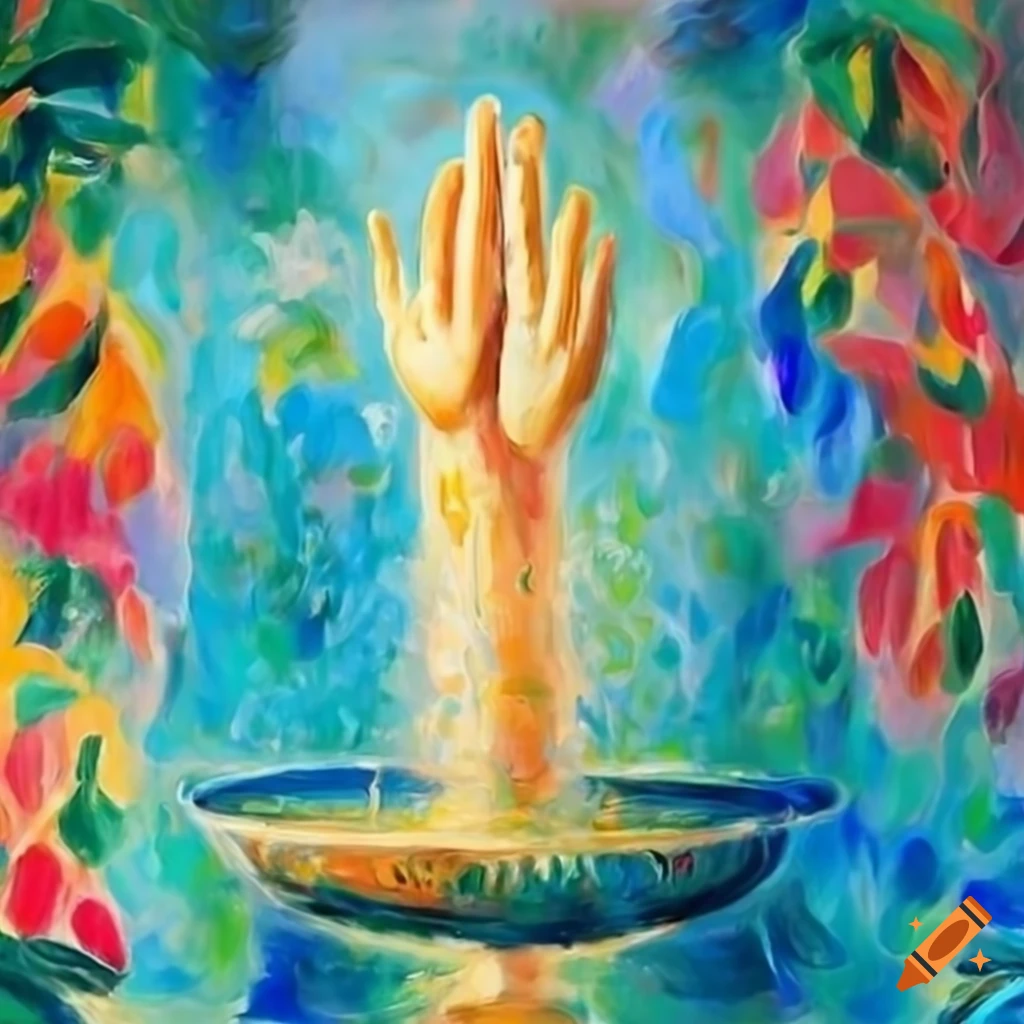 Human bodies fountains vessels full with water nature drops renaissance ...