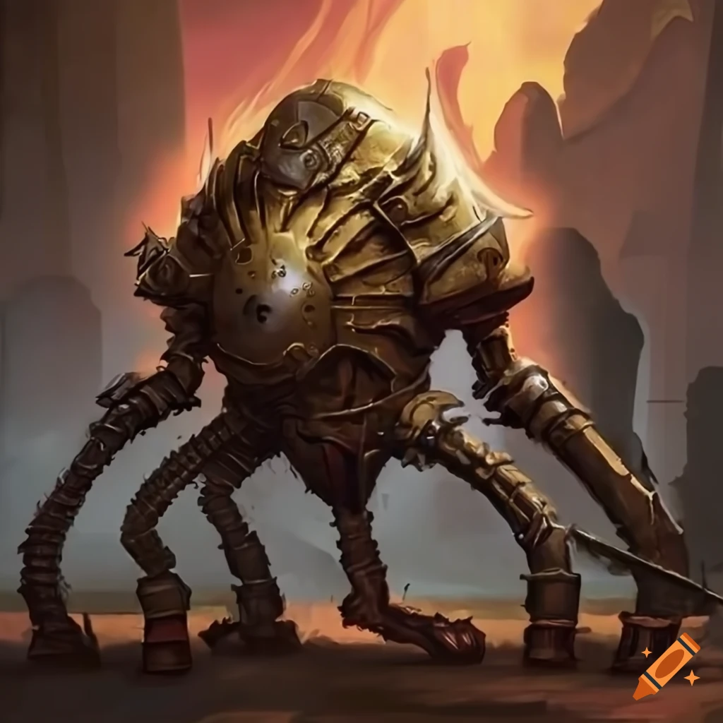 Machine tha look like creature, builded from metal parts, in magic the ...