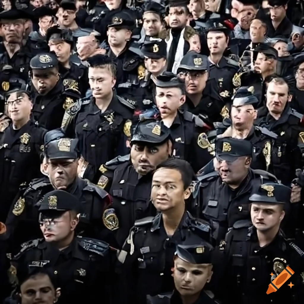 A crowd of cops on Craiyon