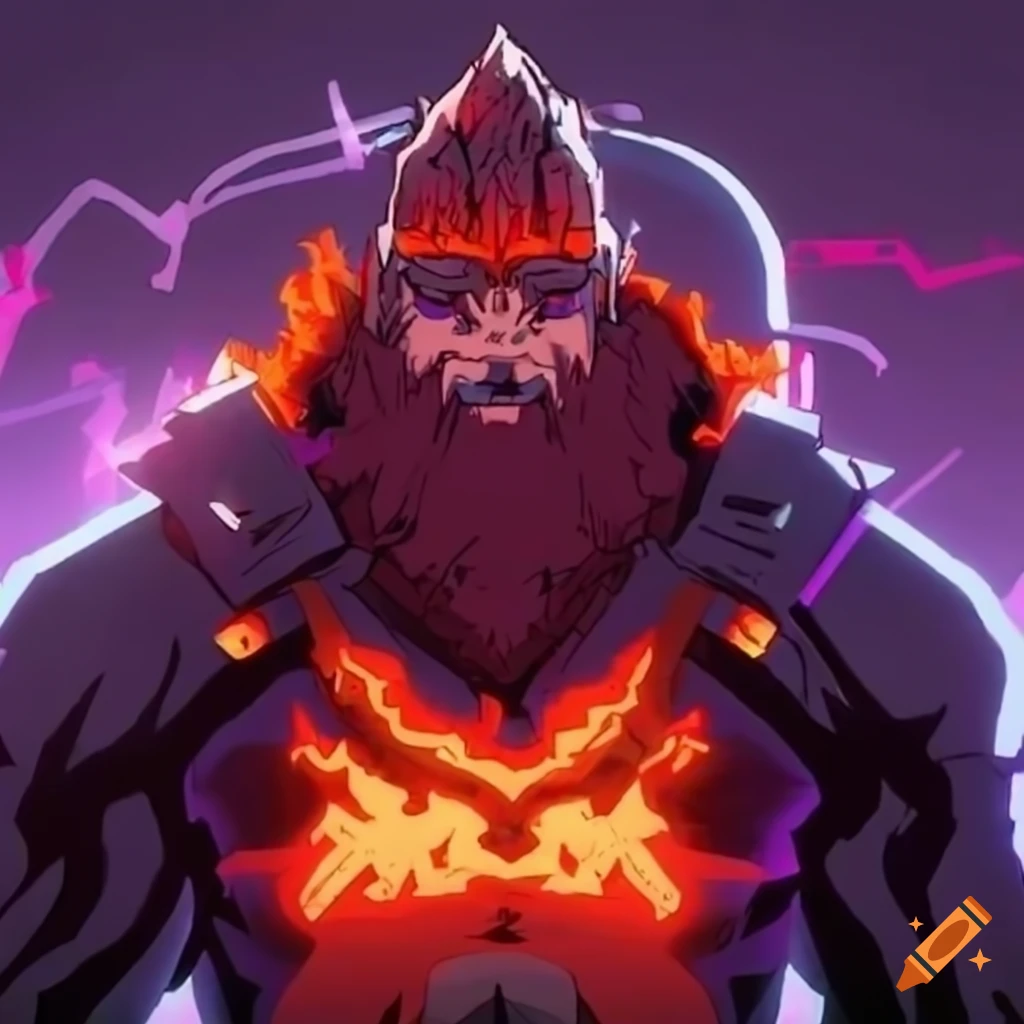 A cyberpunk-inspired Viking version of Endeavor from My Hero Academia ...