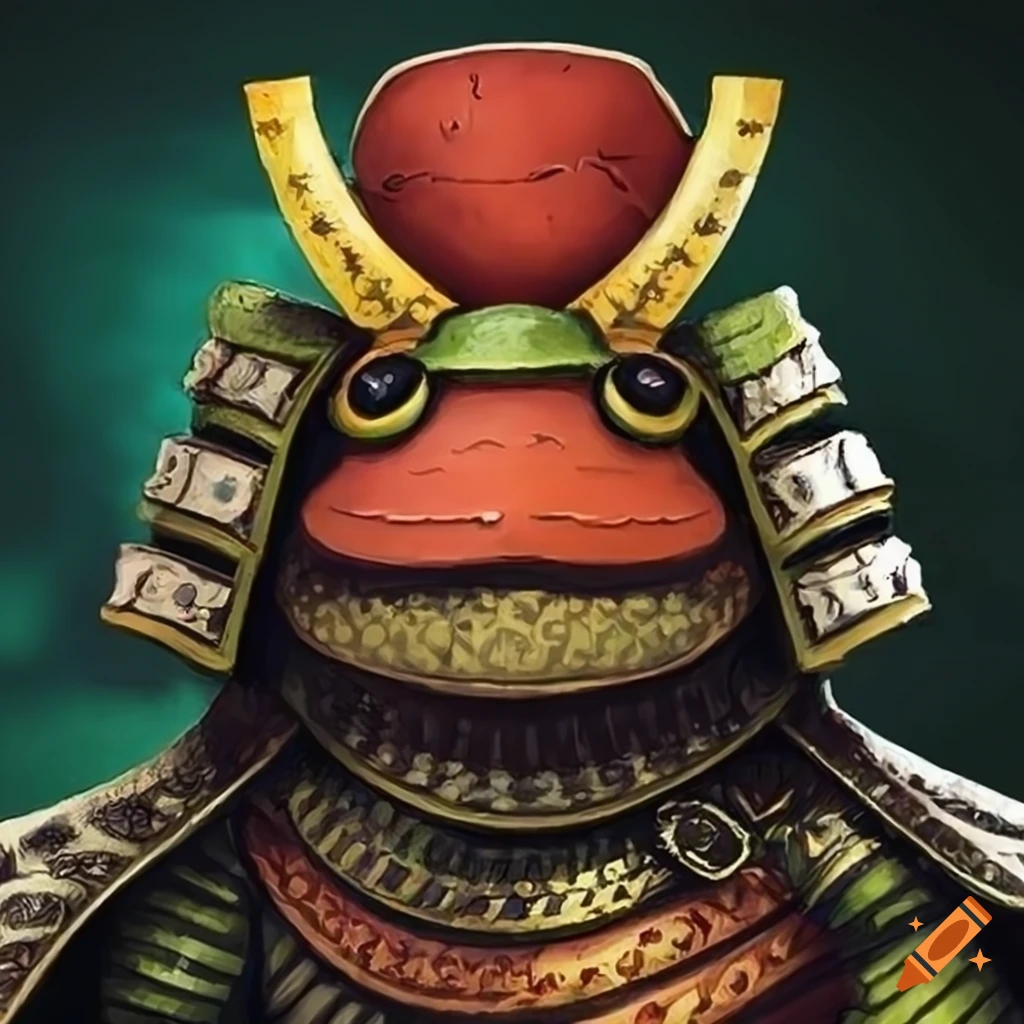A samurai frog