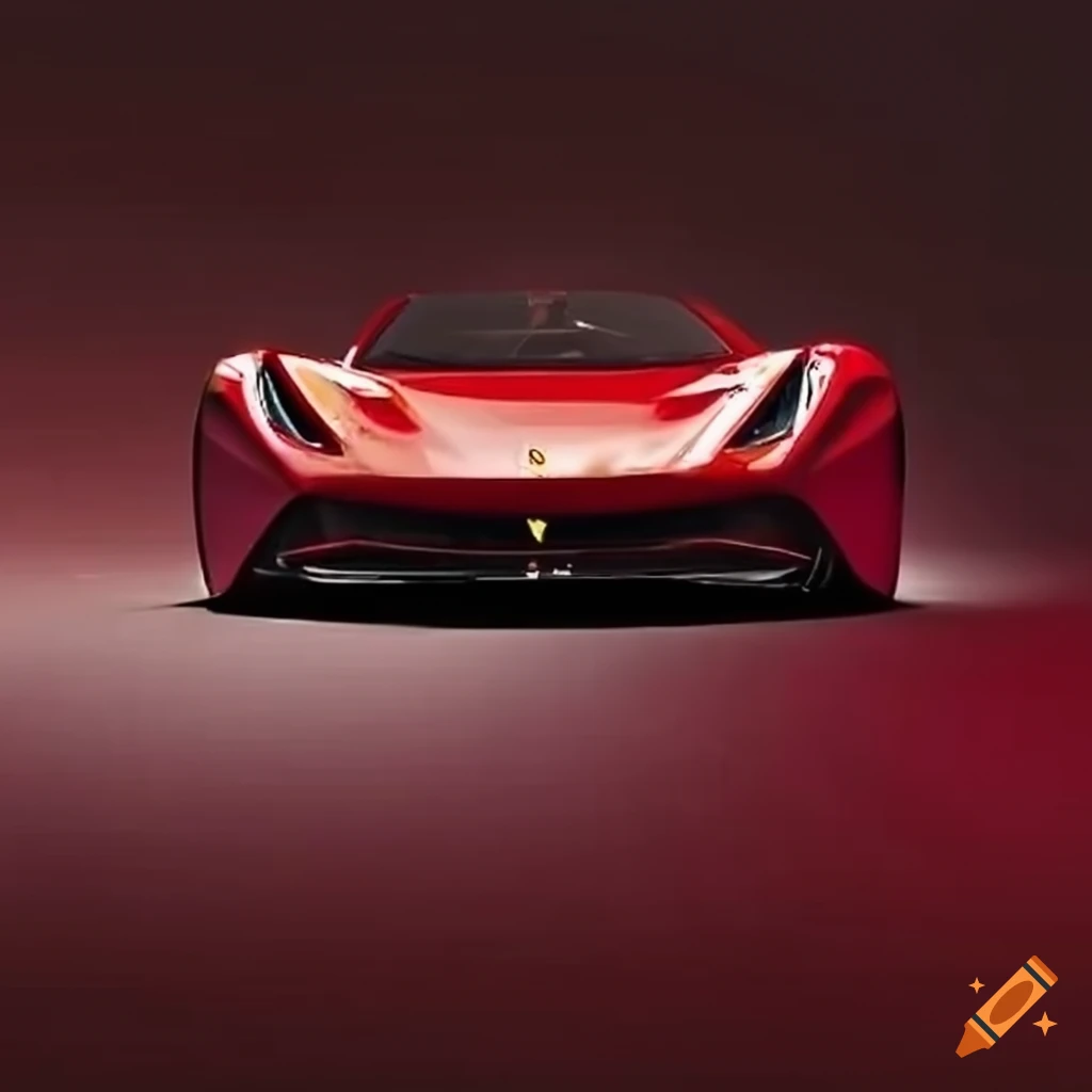 A sleek, crimson-red Ferrari gracefully gliding along an open road, its ...