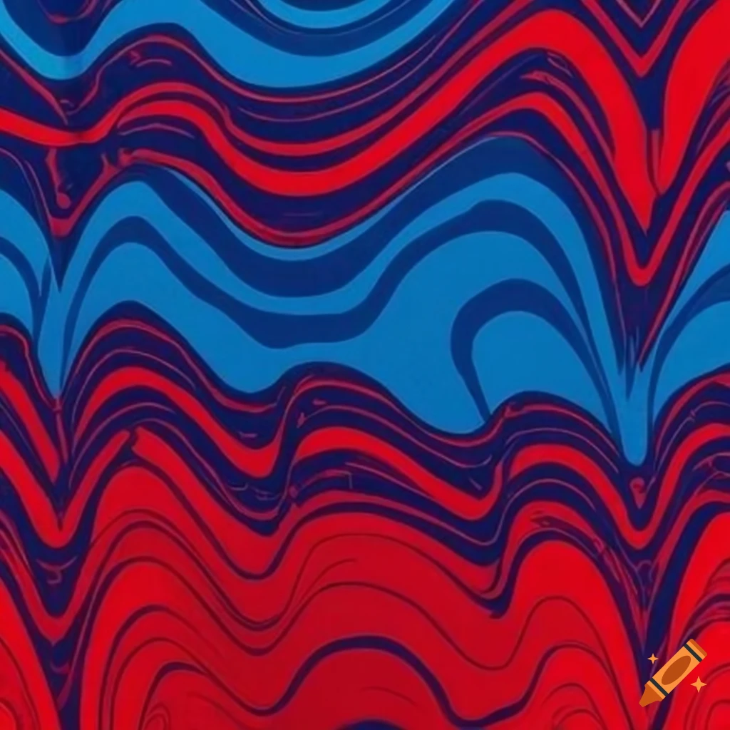 Blue and red color poster with wave patterns with bold capital ...