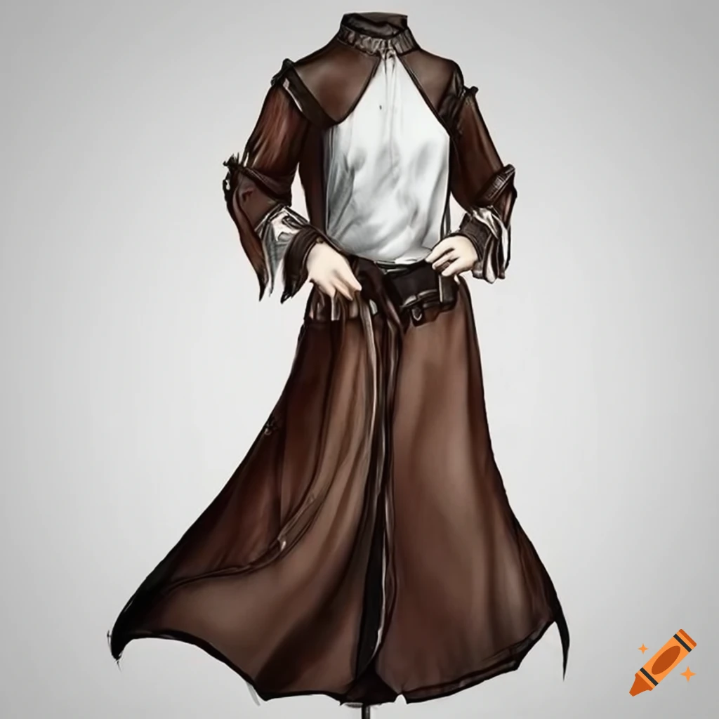 Leather clothes, fantasy medieval, soft, silk,, white shirt, loose