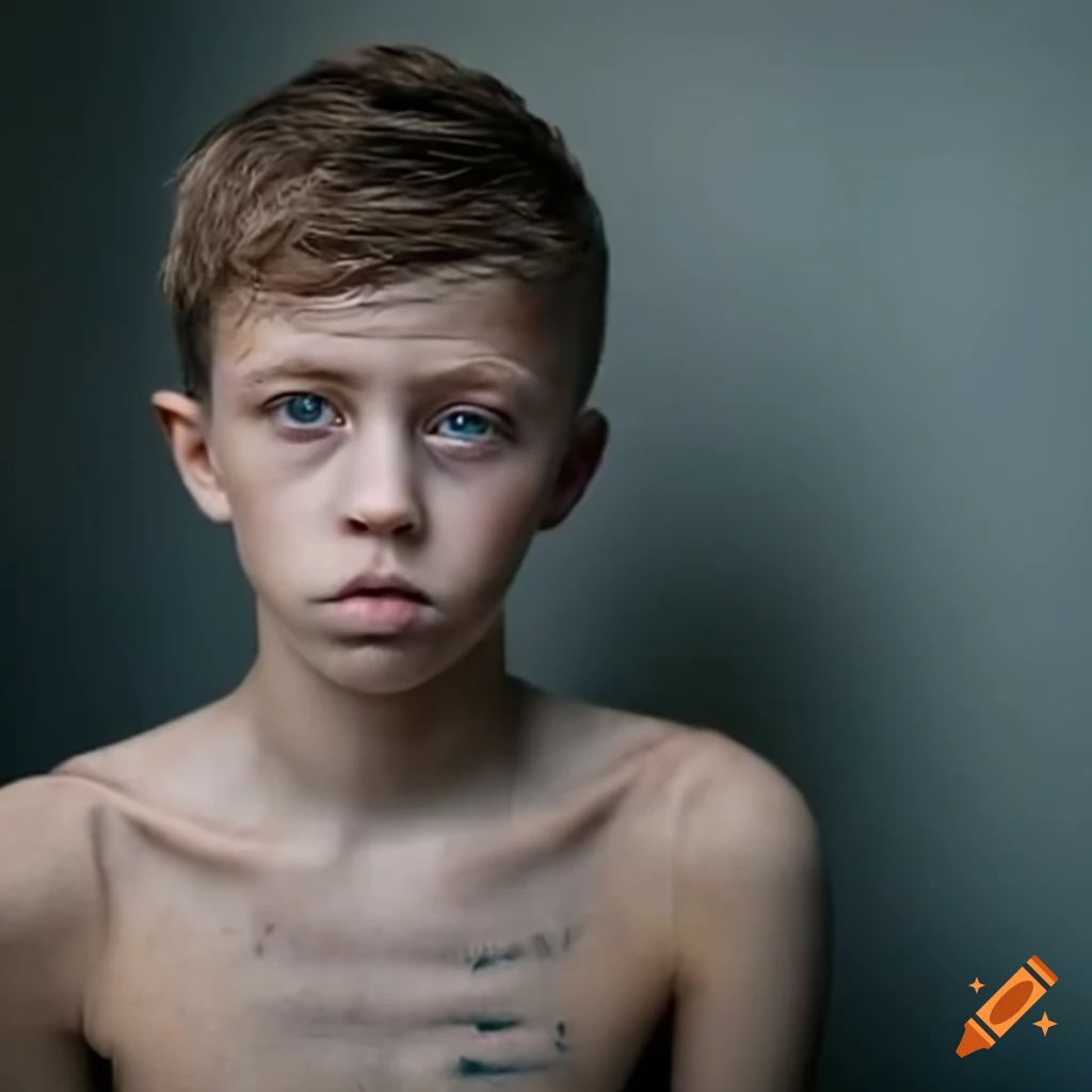 Skinny distressed boy in jail on Craiyon