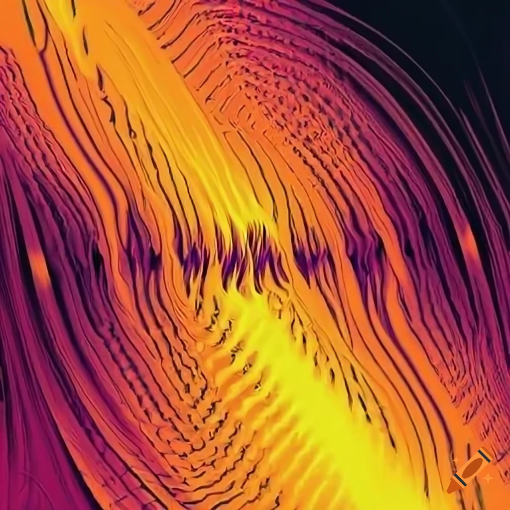 Sound waves in space with a fuild shape fading away. orange as the ...