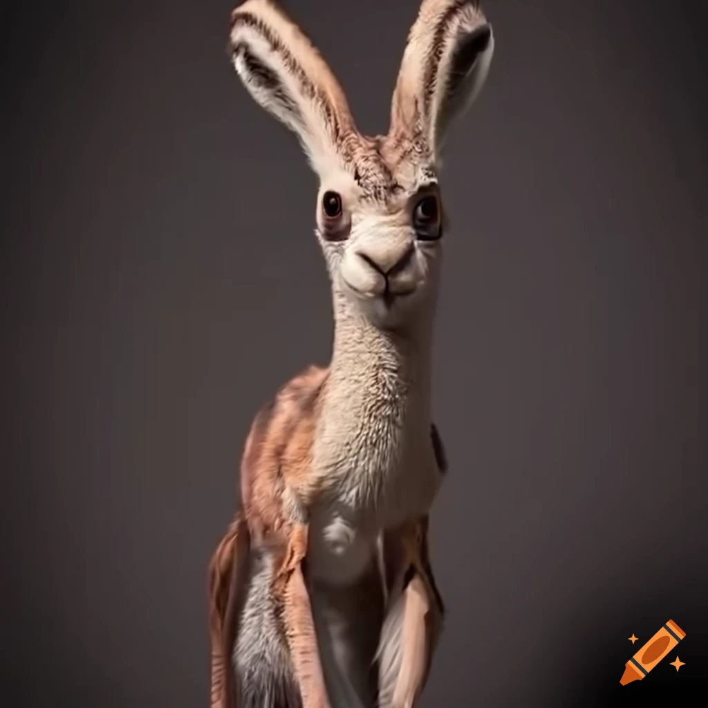 A whimsical Pampa hybrid bipedal creature, with a mixture of features ...